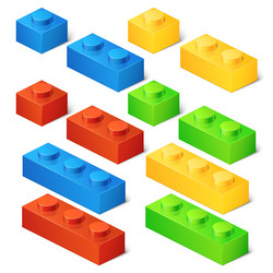 Plastic building blocks toy bricks cartoon icon Vector Image