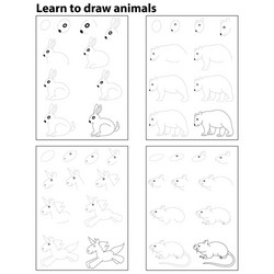 Learn to draw animals Royalty Free Vector Image