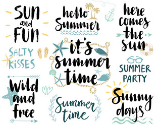 Summer lettering design set - hand drawn Vector Image