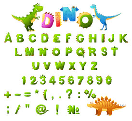 Child font alphabet color dinosaur text Royalty Free Vector