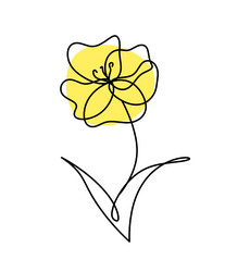 Abstract color flower as line drawing isolated Vector Image