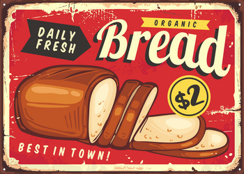 Wheat white bread flour retro sign Royalty Free Vector Image