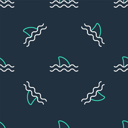 Line shark fin in ocean wave icon isolated Vector Image