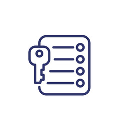 Key and checklist line icon Royalty Free Vector Image