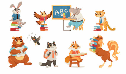 Animals students at school studying having lesson Vector Image