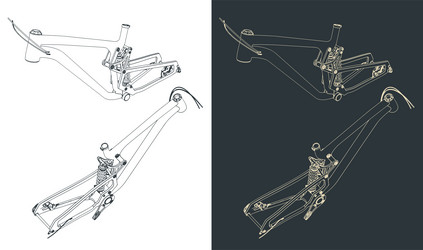 Bicycle frame isometric blueprints Royalty Free Vector Image