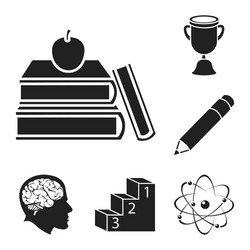 School and education black icons in set collection