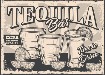 Vintage tequila poster design Royalty Free Vector Image