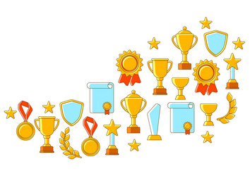 Awards and trophy background reward items Vector Image
