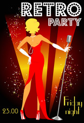 Retro party label isolated on white Royalty Free Vector