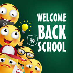 Welcome back to school lettering with happy Vector Image