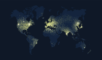 World city lights map night earth view from space Vector Image