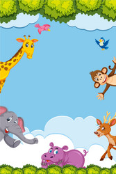 Border template design with many wild animals Vector Image