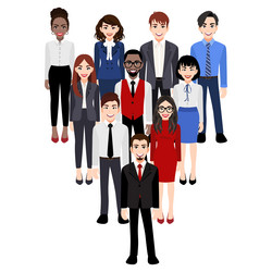 Cartoon character with executives team standing Vector Image