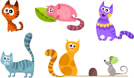 Set with pets cartoon style collection Royalty Free Vector
