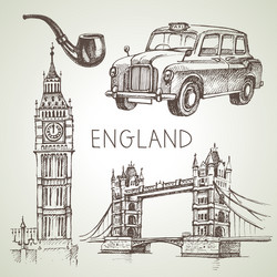 Hand drawn sketch england set black and white Vector Image