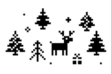Deer head pixel art pattern on winter image Vector Image