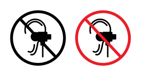 Do not use earphone icon set forbidden headphone Vector Image