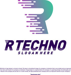 Letter r digital logo design concept initial Vector Image