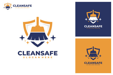 Safe cleaning with shield logo service Royalty Free Vector