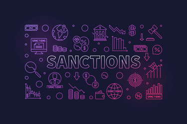 Sanctions horizontal colorful outline banner Vector Image