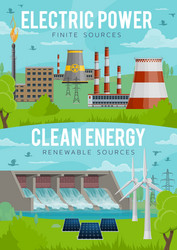 Electric appliances and power generation banners Vector Image