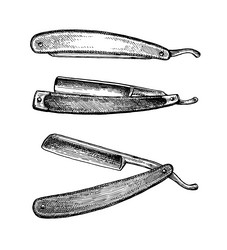 Folding straight razor chalk sketch Royalty Free Vector