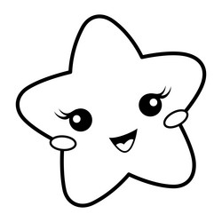 Kawaii rainbow star coloring page cartoon Vector Image