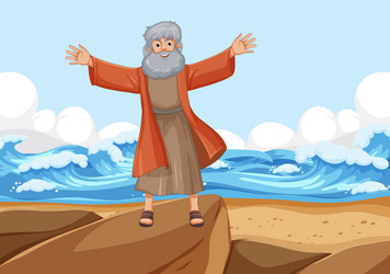 Moses parting the red sea a cartoon Royalty Free Vector