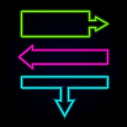 Shining neon effect set glowing neon arrows Vector Image
