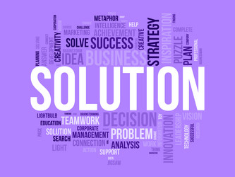 Word cloud background concept for solution Vector Image