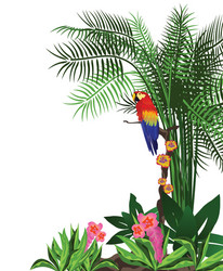 Bright tropical composition with parrot palm tree Vector Image