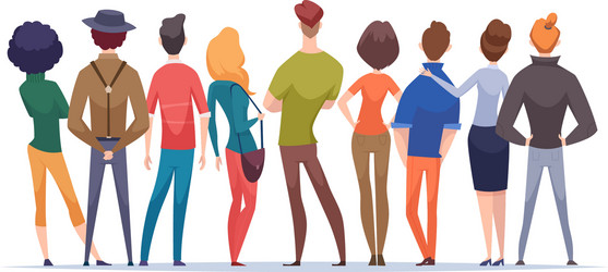 People back rear view standing diversity Vector Image
