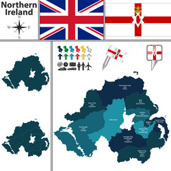 Map northern ireland with districts Royalty Free Vector