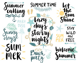 Summer lettering design set - hand drawn Vector Image