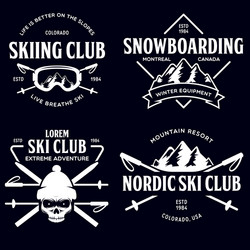 Vintage ski or winter sports logos badges Vector Image