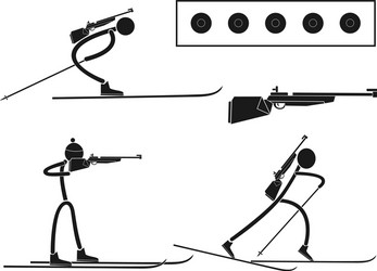 Biathlon competition sportsmen aiming Royalty Free Vector