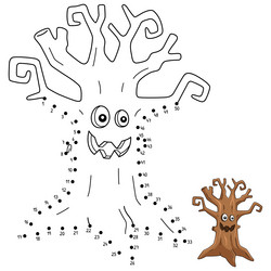 Halloween haunted tree coloring page for adults Vector Image