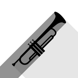 Musical instrument trumpet sign flat style black Vector Image