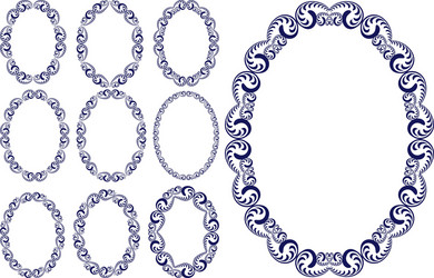 Doodle circle and oval scalloped frames hand Vector Image