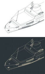 Passenger ferry blueprints Royalty Free Vector Image