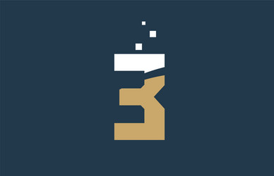 Orange blue white number 3 three icon logo Vector Image