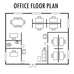 Architecture plan with furniture office floor Vector Image