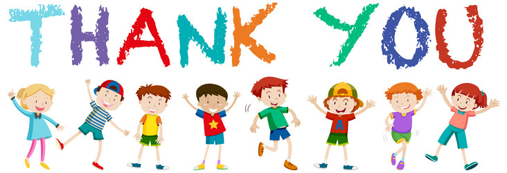 Children with word thank you Royalty Free Vector Image