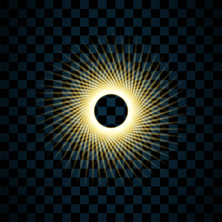 Gold and red circle isolated on transparent black Vector Image