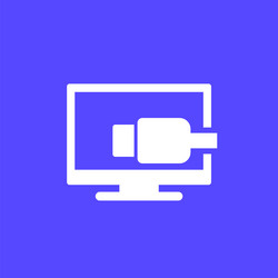 Hdmi cable and tv icon line Royalty Free Vector Image