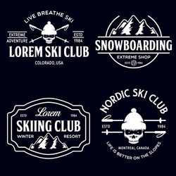 Vintage ski or winter sports logos badges Vector Image