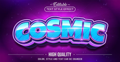 Editable text style effect - cosmic space text Vector Image