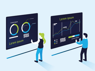 Increase line chart infographic woman and man Vector Image
