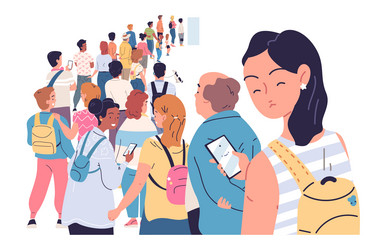 Big queue many multitude people waiting in long Vector Image